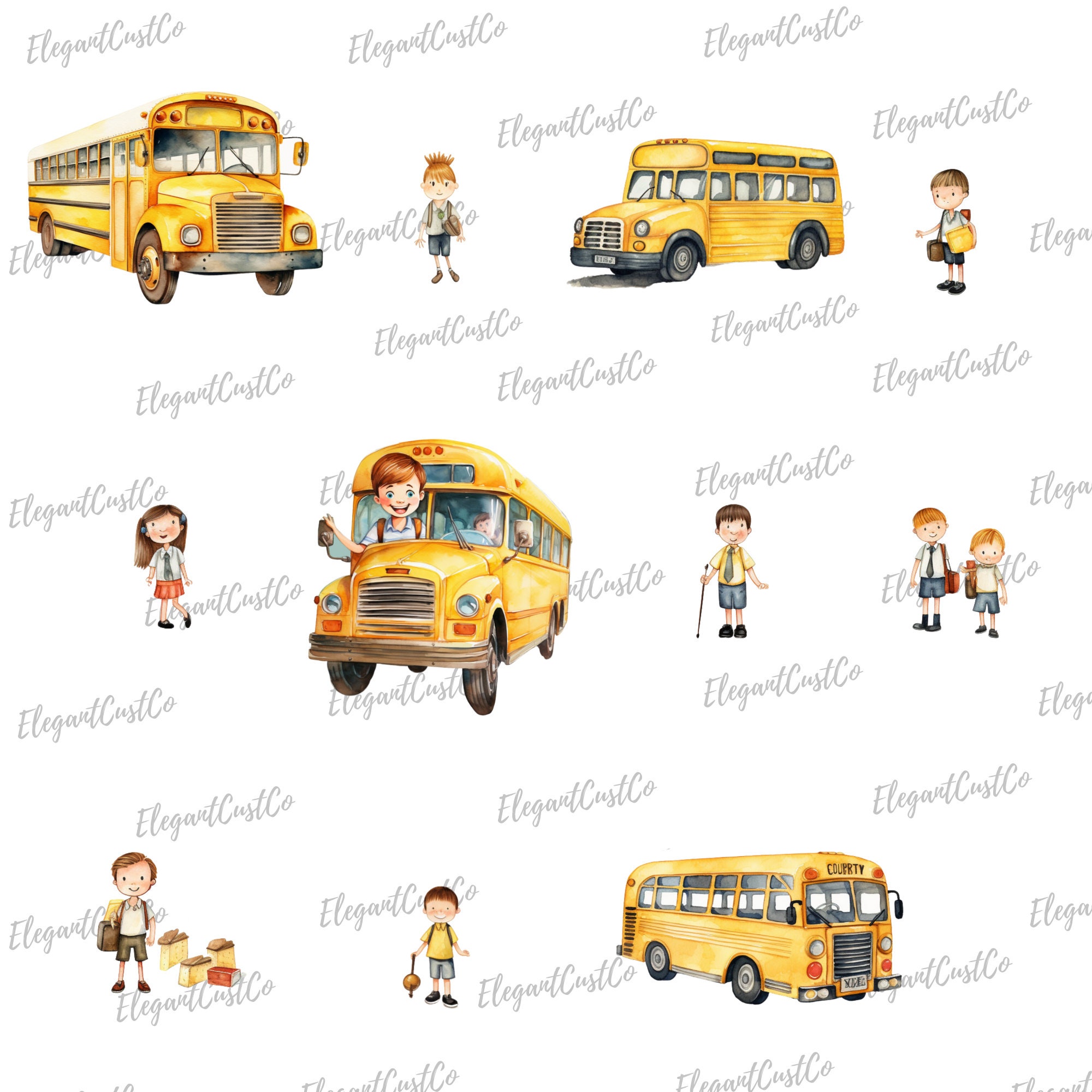 Watercolor School Bus Clipart Bundle School Bus Driver Png - Etsy