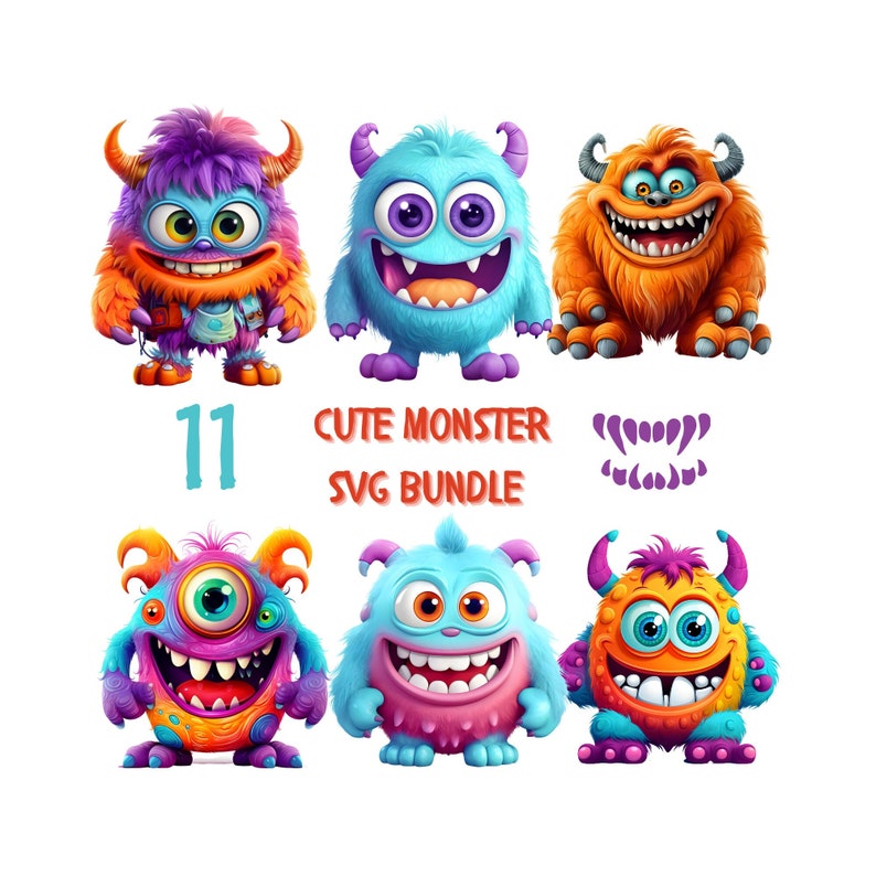 Cute Colorful Monster SVG Bundle Funny Monster Clipart Svg - Etsy