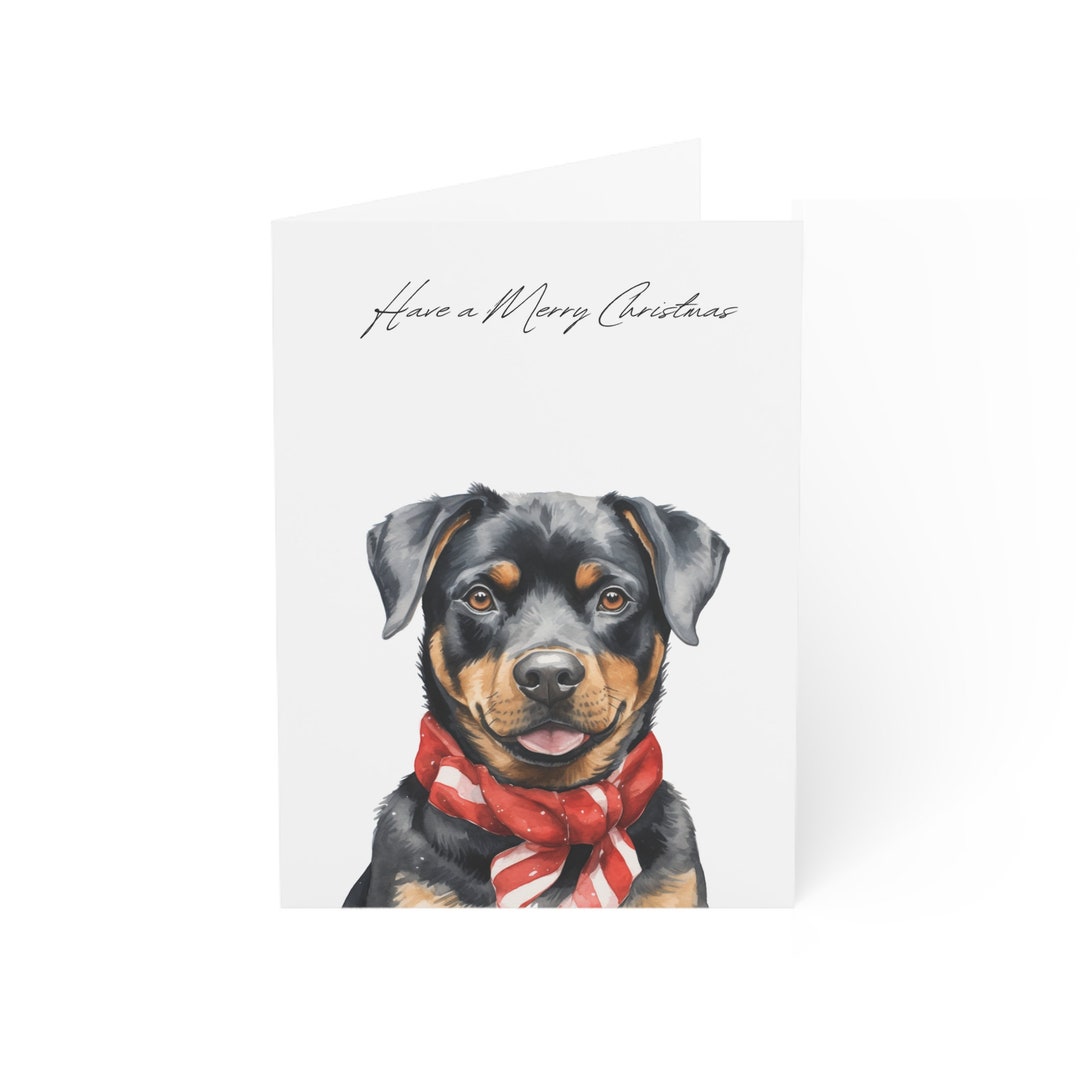 Rottweiler Dog Christmas Cards 10 Pack Matte Finish Blank Inside Dog ...