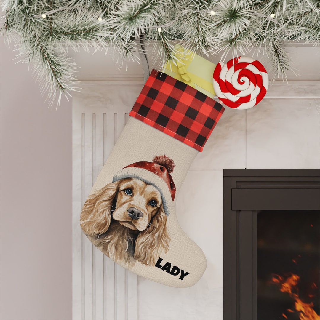 Personalized Cocker Spaniel Dog Stocking- Pet Fur Baby- Dog Lover ...
