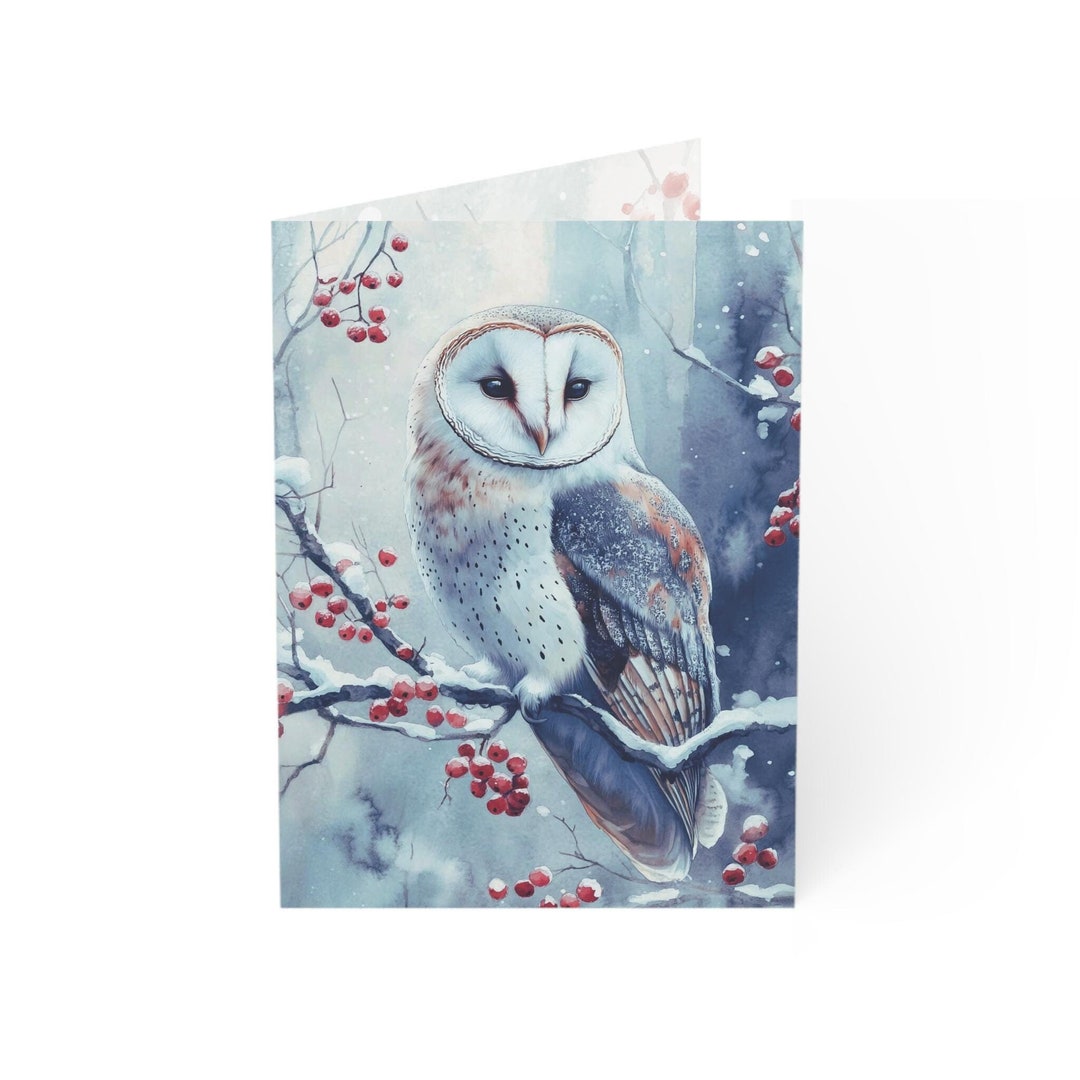 Winter Owl Christmas Card- Personalized Woodland Animal Holiday ...