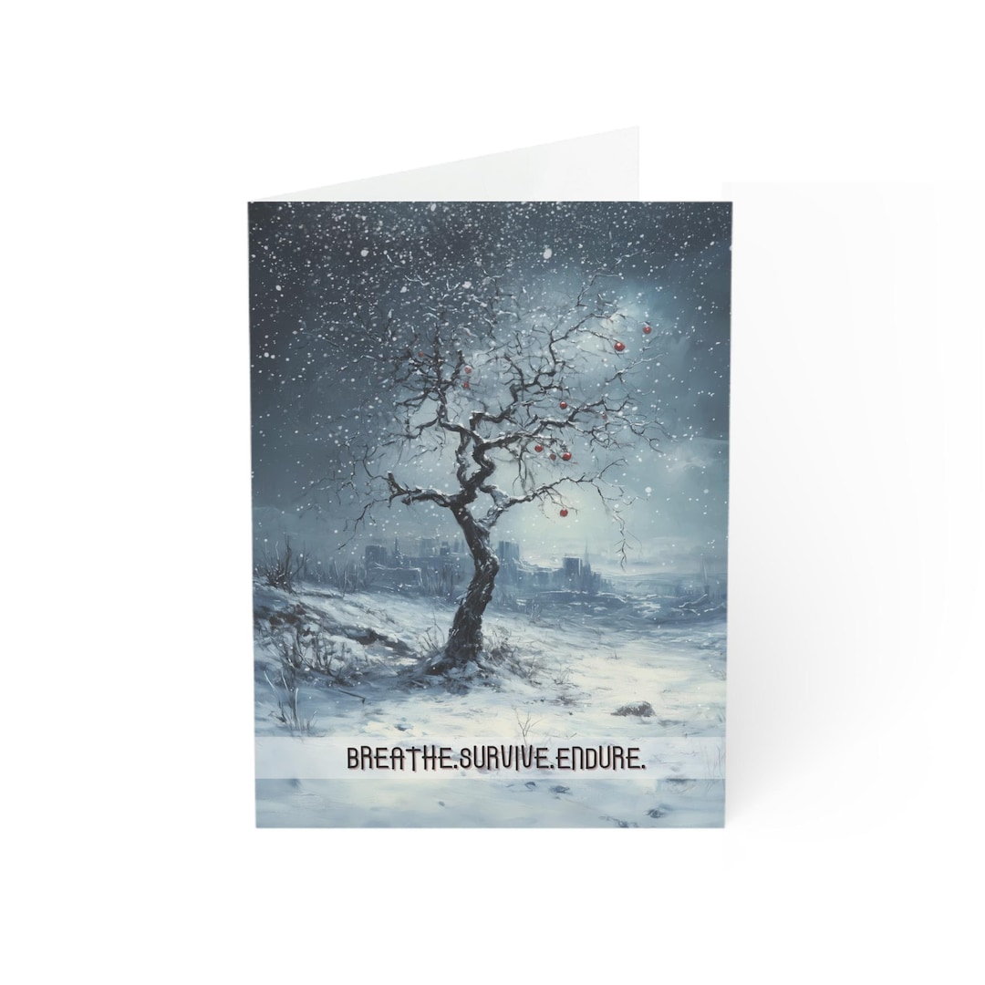 Dystopian Winter Christmas Card Apocalypse Holiday Greeting Breathe ...