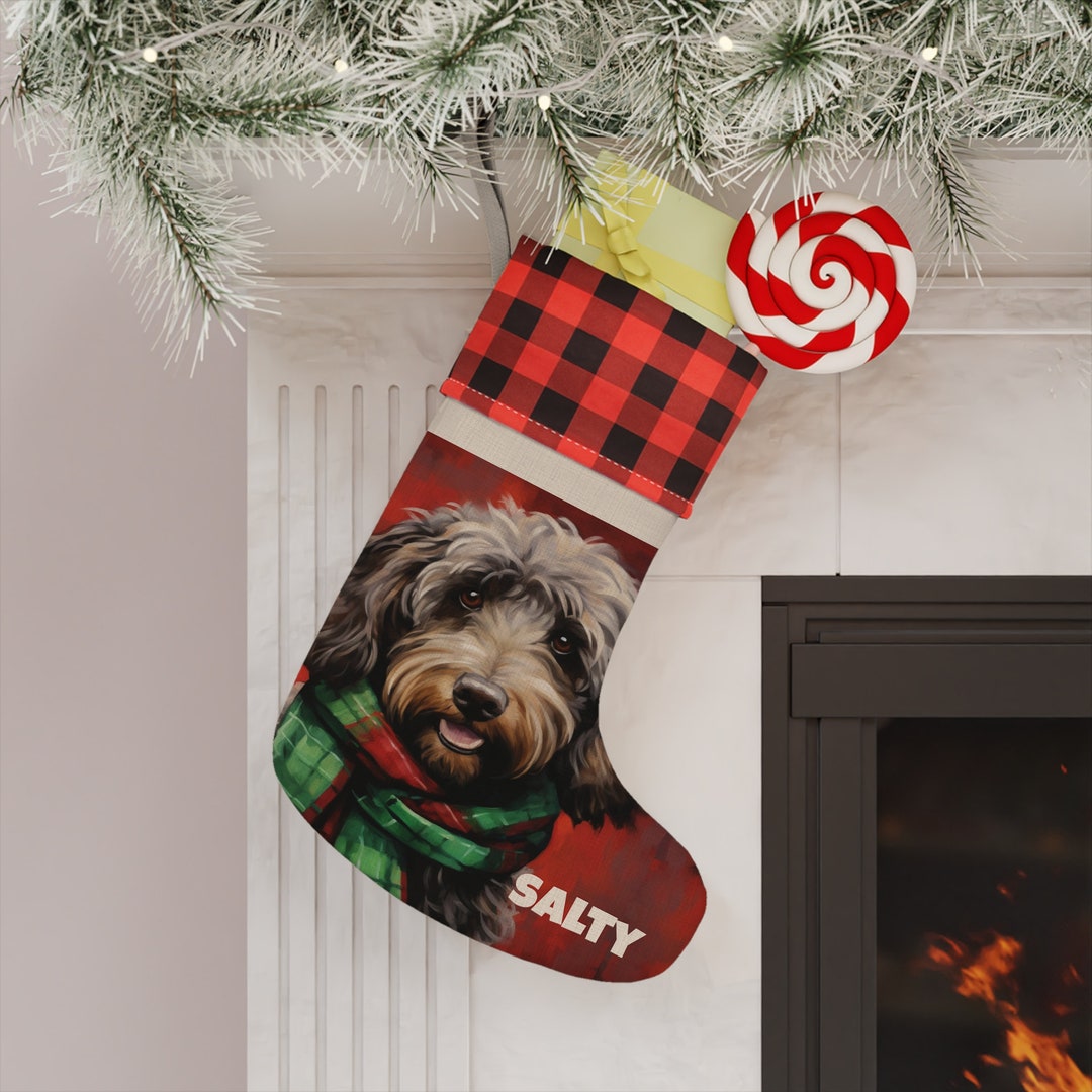 Personalized Chocolate Labradoodle Stocking- Pet Fur Baby- Dog Lovers ...