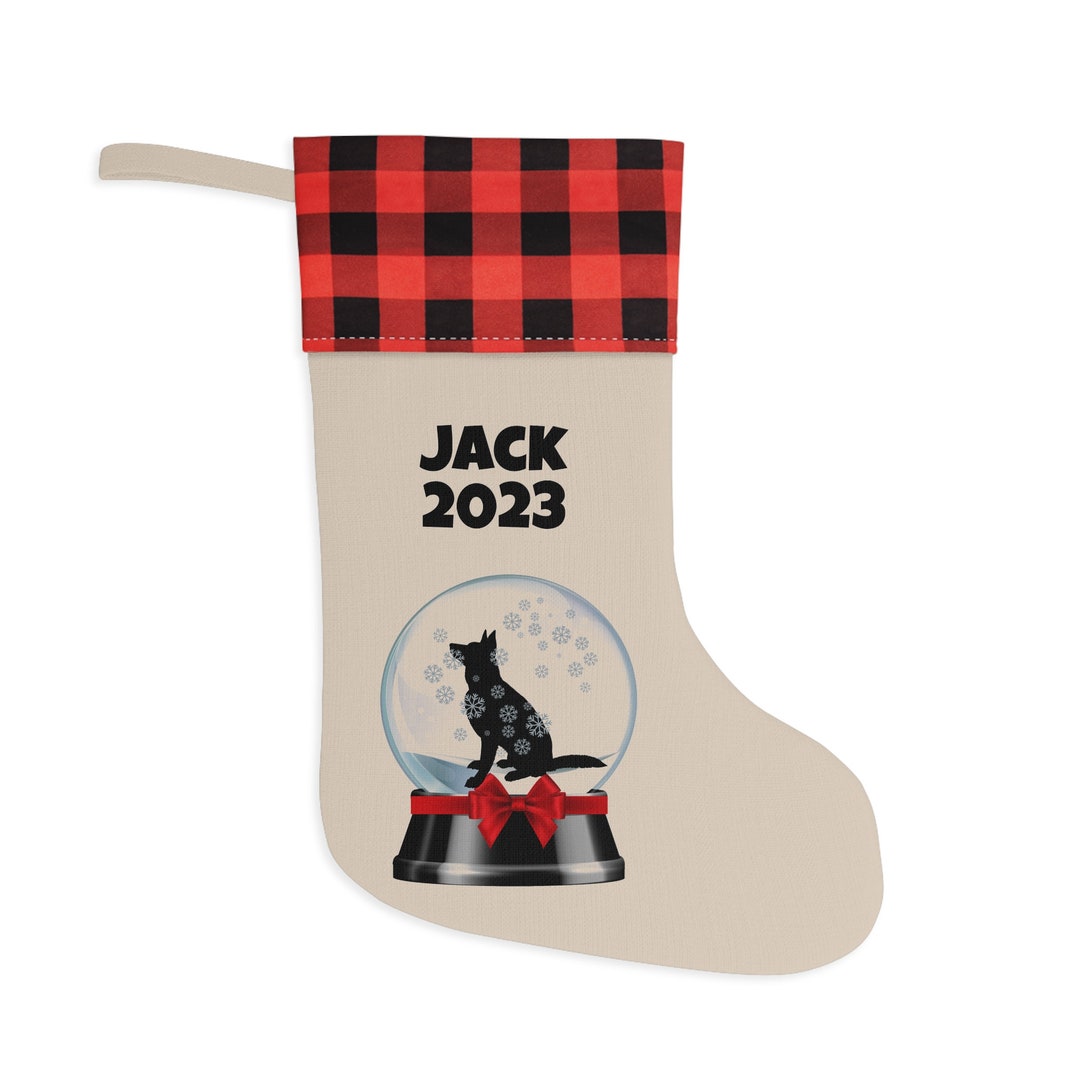 Personalized Shephard Christmas Stocking Snow Globe Two Color Choices ...