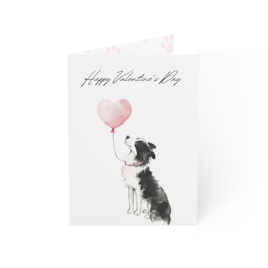 Personalized Border Collie Valentines Cards- 10 Pack- Matte Finish- Dog ...