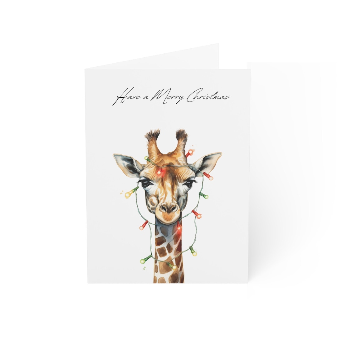 Giraffe Christmas Cards, Personalized Holiday Zoo Greeting- Safari ...