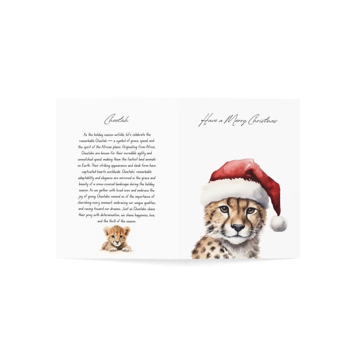 Cheetah Christmas Cards, Personalized Holiday Zoo Greeting- Safari ...