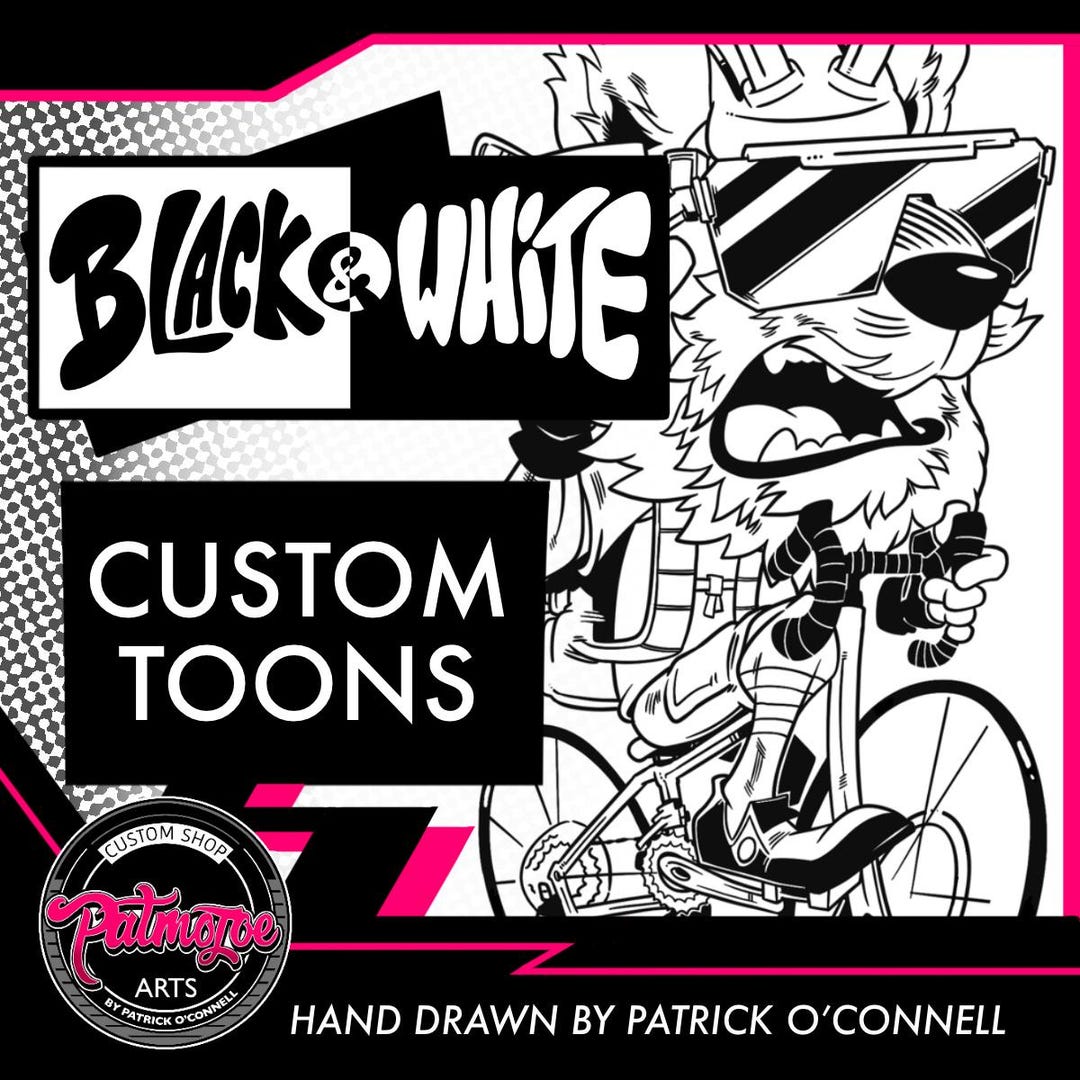 BLACK AND WHITE Custom Cartoon Illustration - Etsy