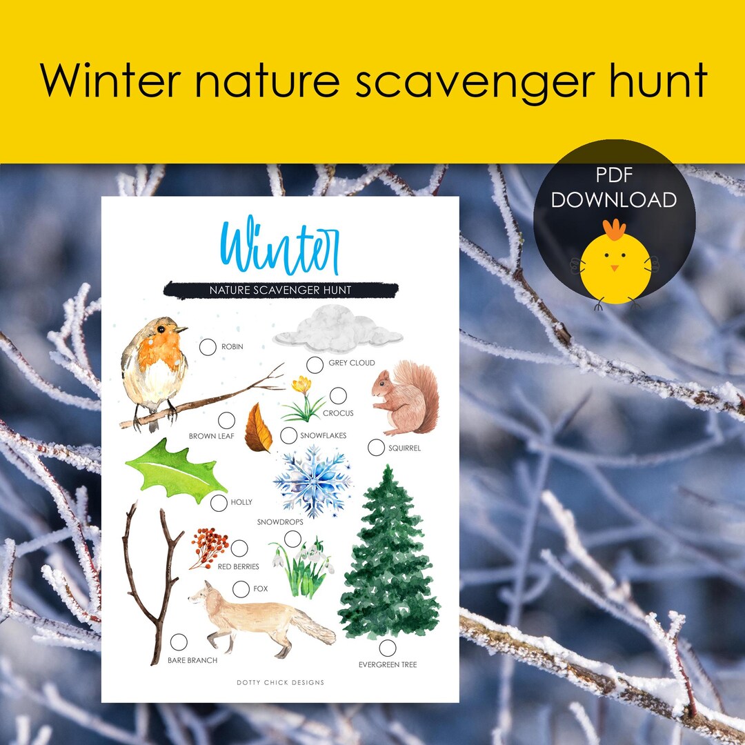 Winter Nature Scavenger Hunt Outdoor Activity for Preschool and Early ...