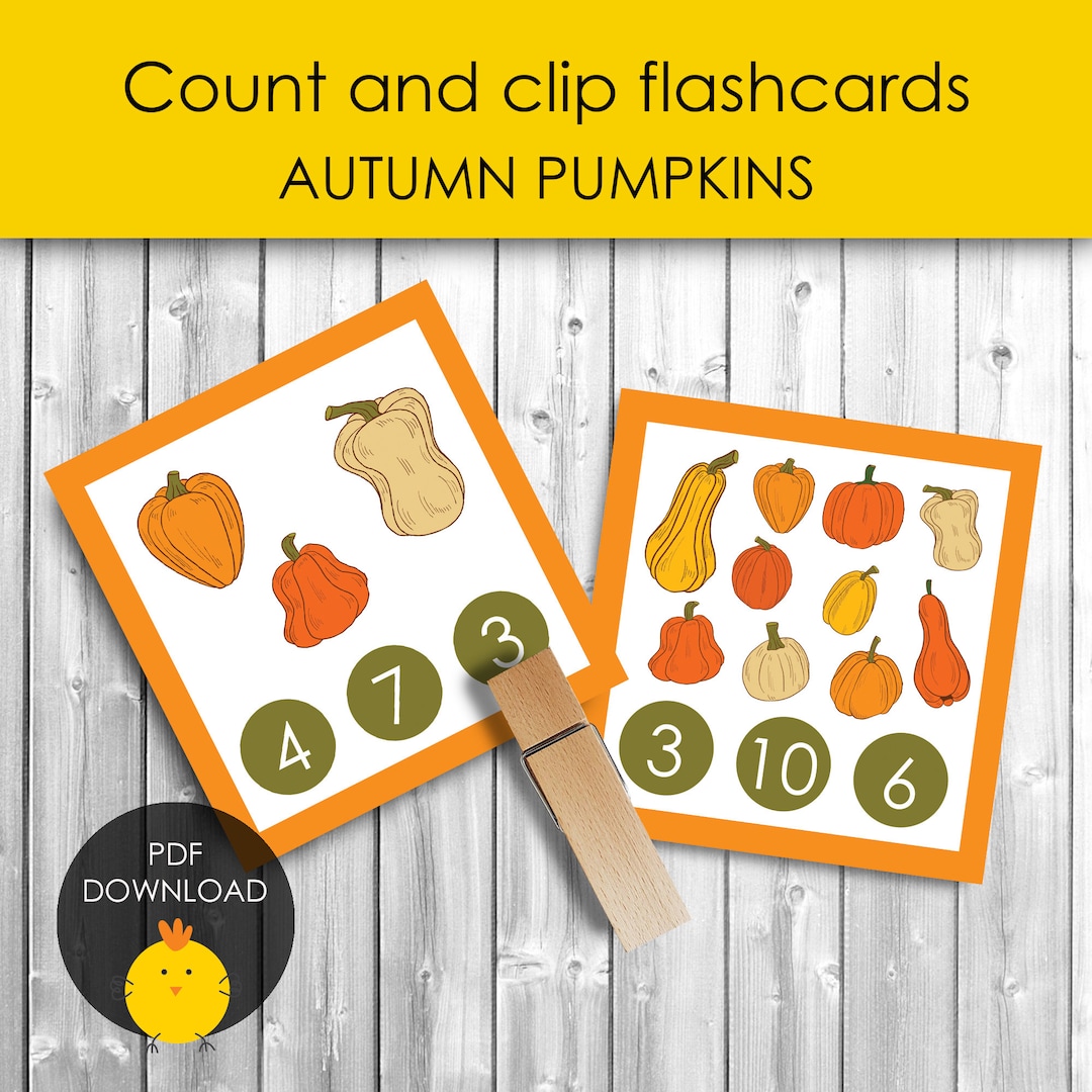 Autumn Pumpkins Count and Clip Number Counting for Preschool Math ...