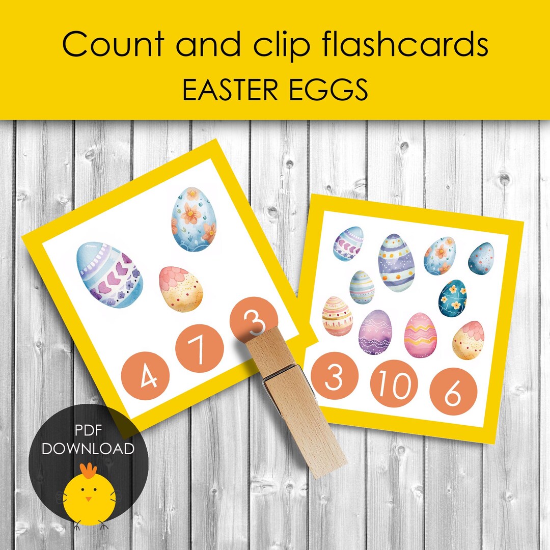 Easter Egg Count and Clip Number Flash Cards for Subitising and Fine ...