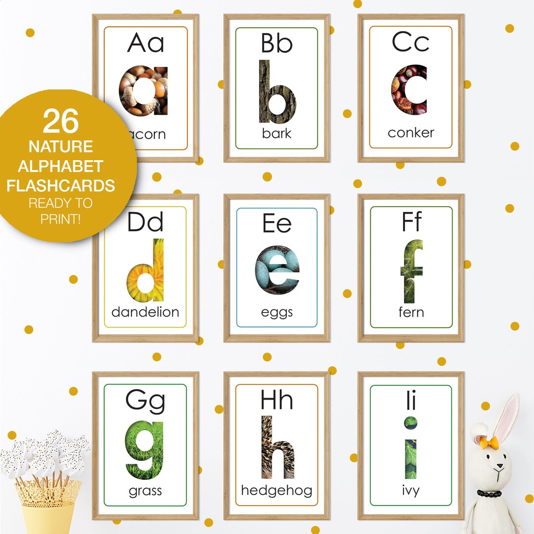 Nature Alphabet Flashcards EYFS Literacy Alphabet Flash Cards Forest ...