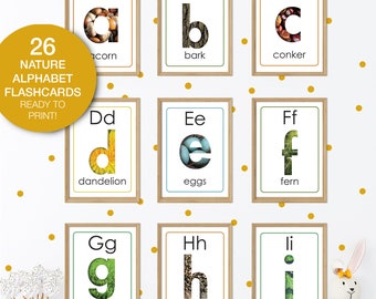 Lowercase Nature Alphabet Cards Printable Digital Download Natural ...