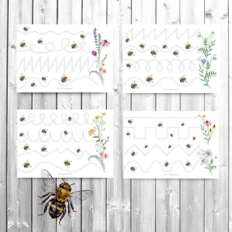 Bee Line Tracing Worksheets for Practicing Fine Motor Skills - Etsy