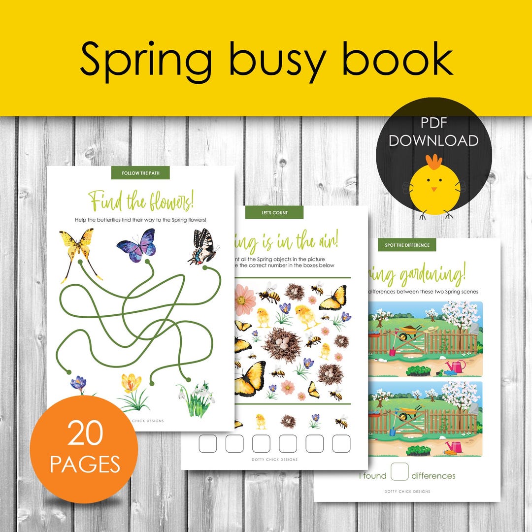 Spring Busy Book for Preschool With Art, Craft, Colouring, Math and ...