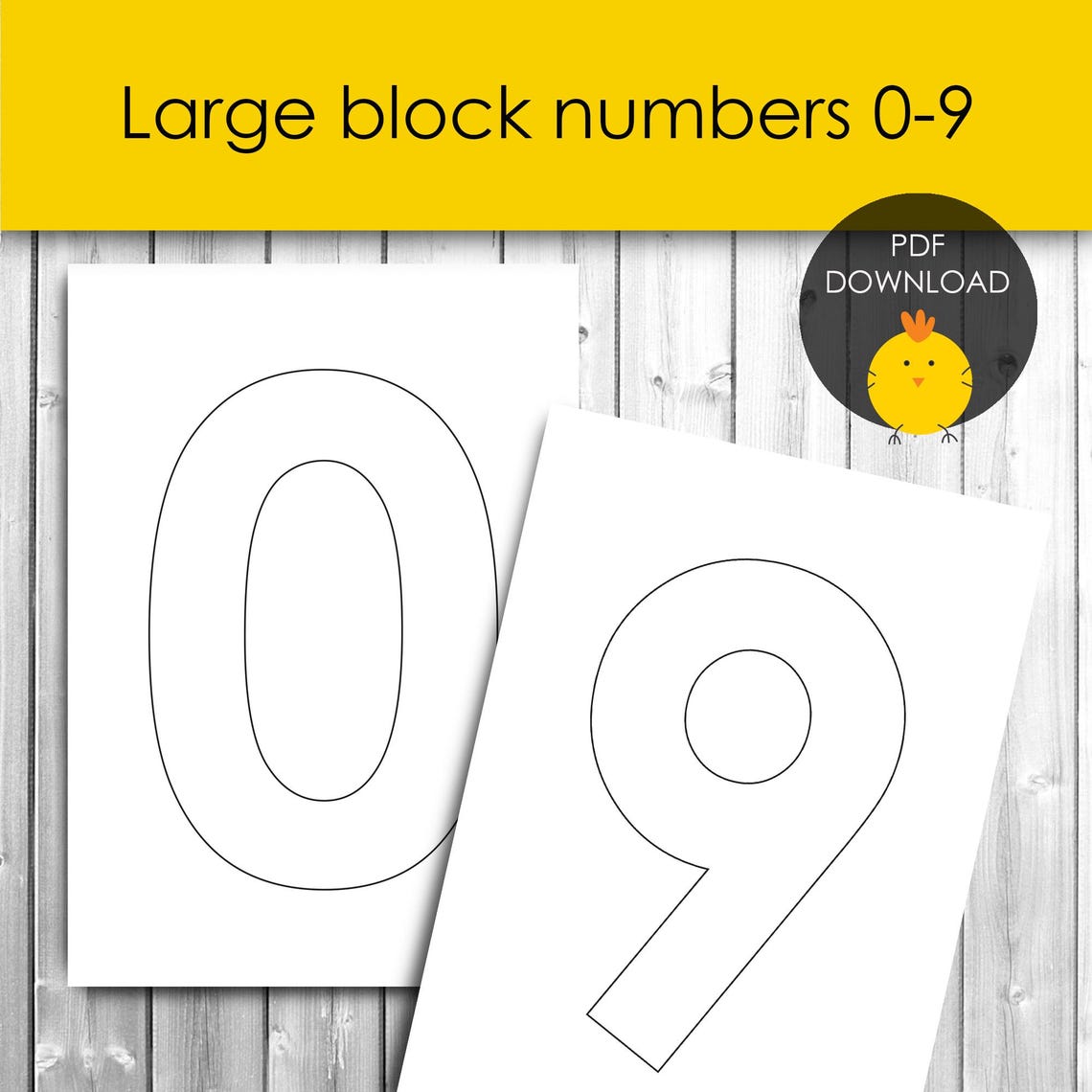 Large Block Numbers Numbers 0-9 Large Printable Numbers Number Practice ...