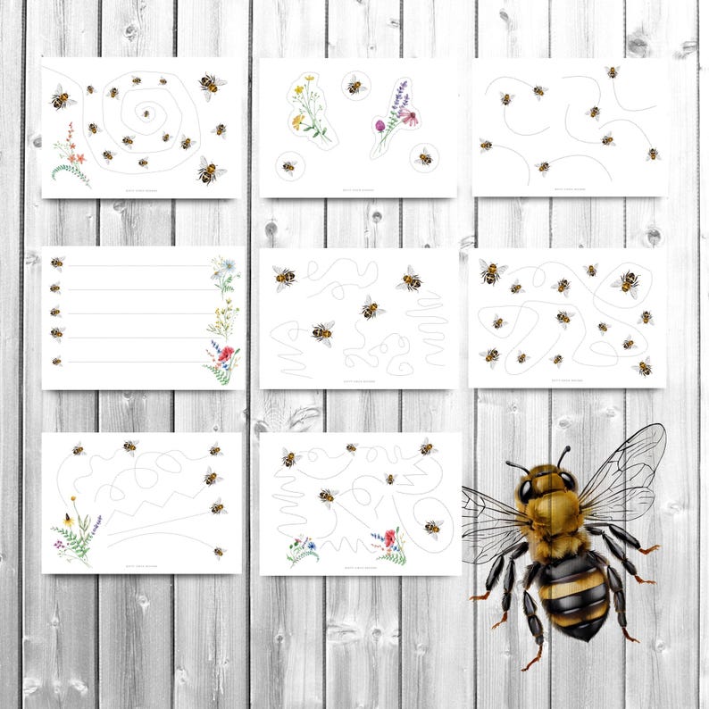 Bee Line Tracing Worksheets for Practicing Fine Motor Skills - Etsy