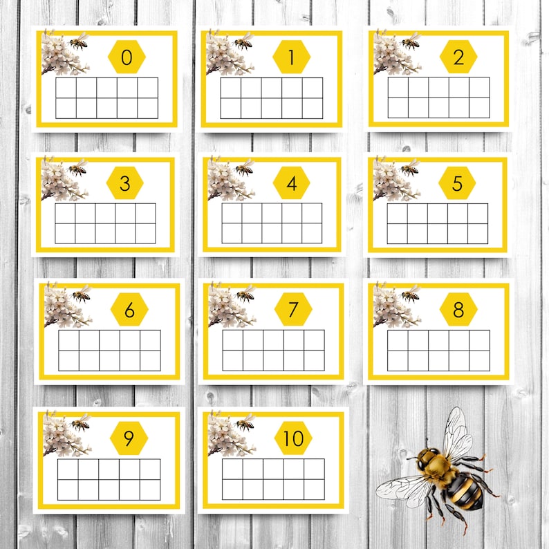 Bee Tens Frame Number Counting Activity for Preschool Maths and ...