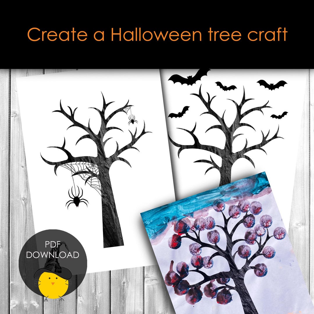 Spooky Halloween Silhouette Tree Craft Activity for Kids - Etsy