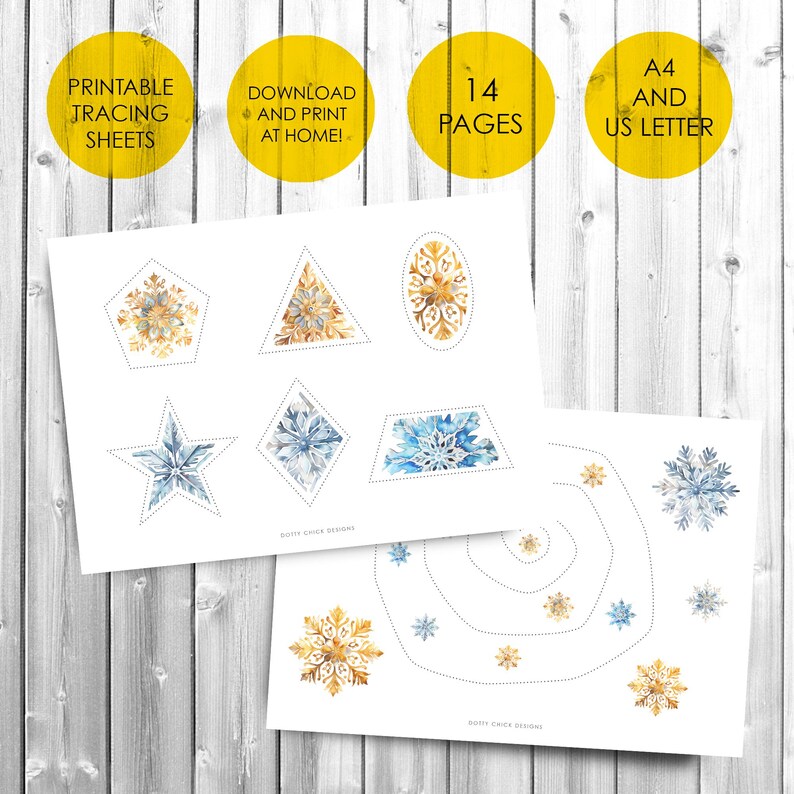 Winter Snowflake Line Tracing Worksheets, Learn to Write, Nature ...