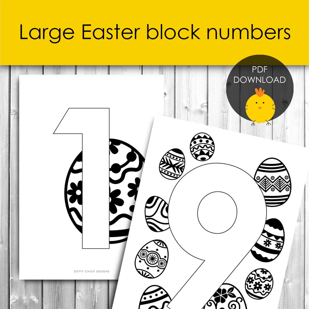 Easter Large Block Numbers | Large Printable Numbers | Number Practice ...