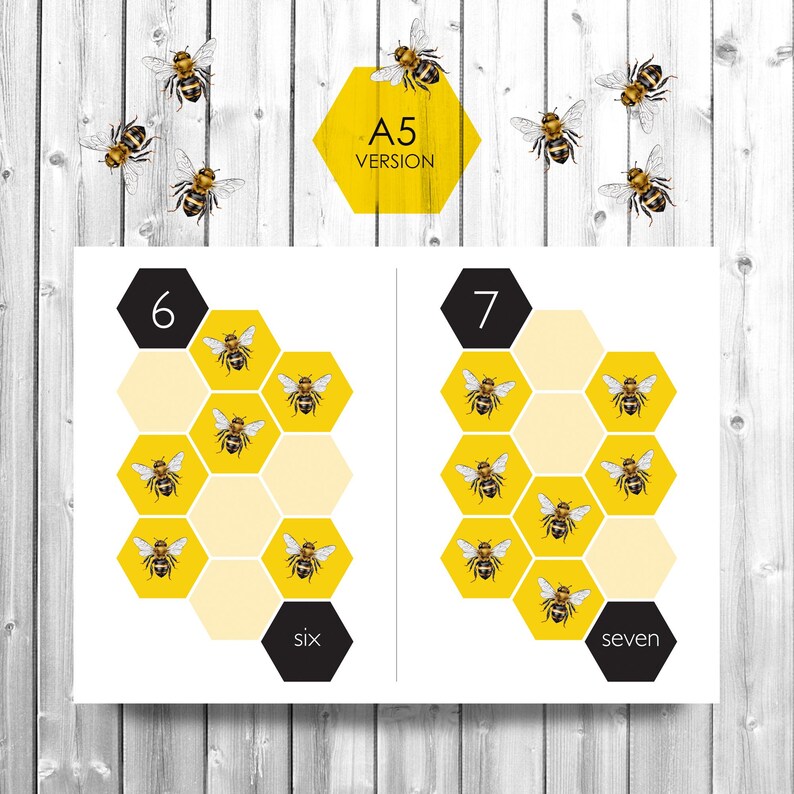 Bee Number Flash Cards for Preschool Maths Activity and Classroom ...