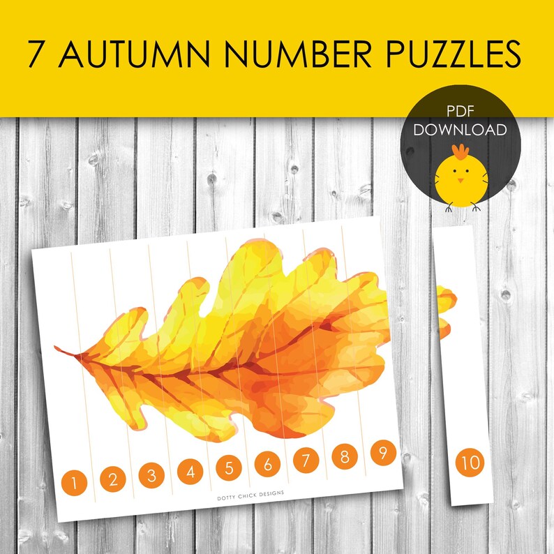 Autumn Leaves Number Sequence Counting Puzzle for Preschool Math - Etsy
