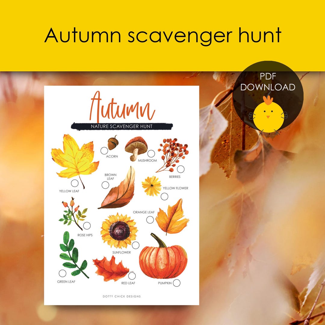 Autumn Nature Scavenger Hunt Outdoor Activity for Preschool and ...