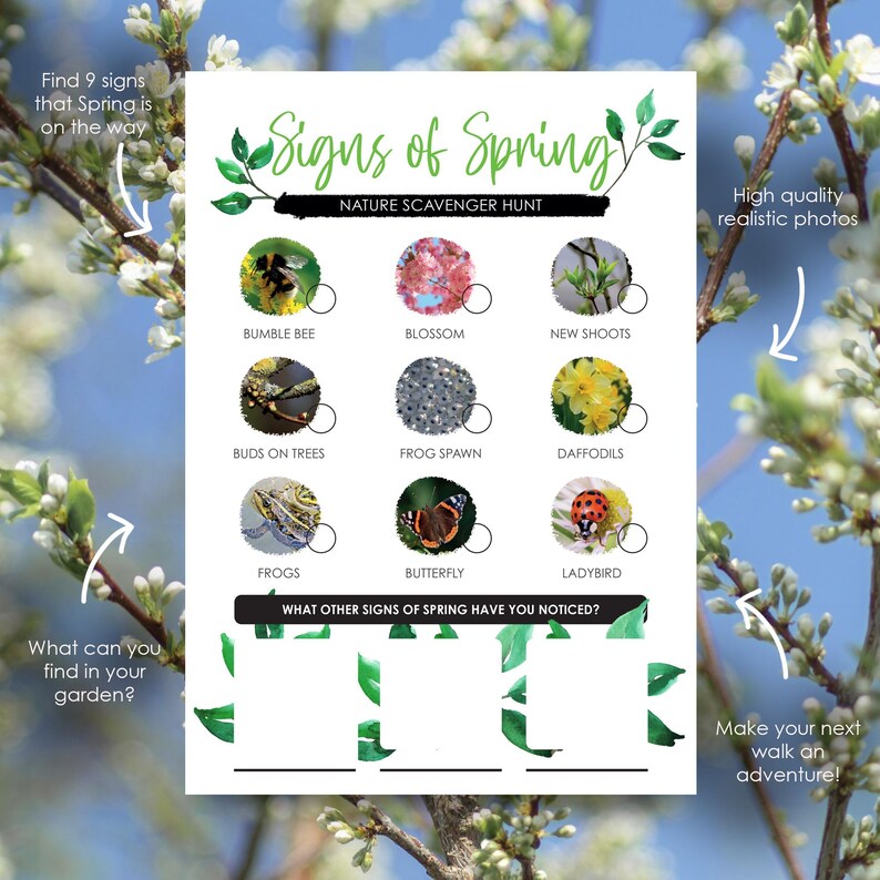 Signs of Spring Nature Scavenger Hunt Outdoor Activity for Kids - Etsy