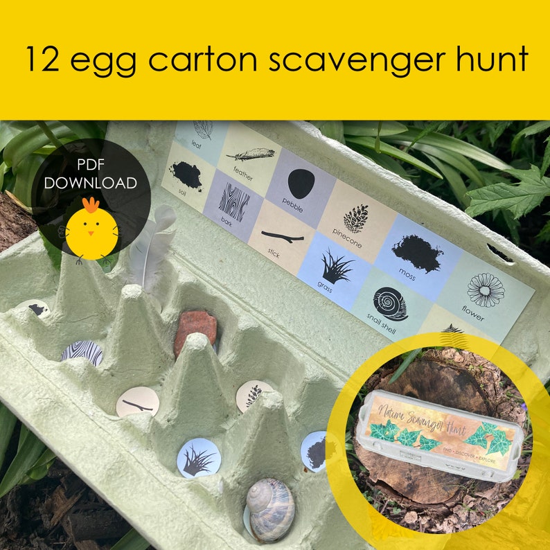 12 Egg Carton Scavenger Hunt Outdoor Activity for Kids - Etsy