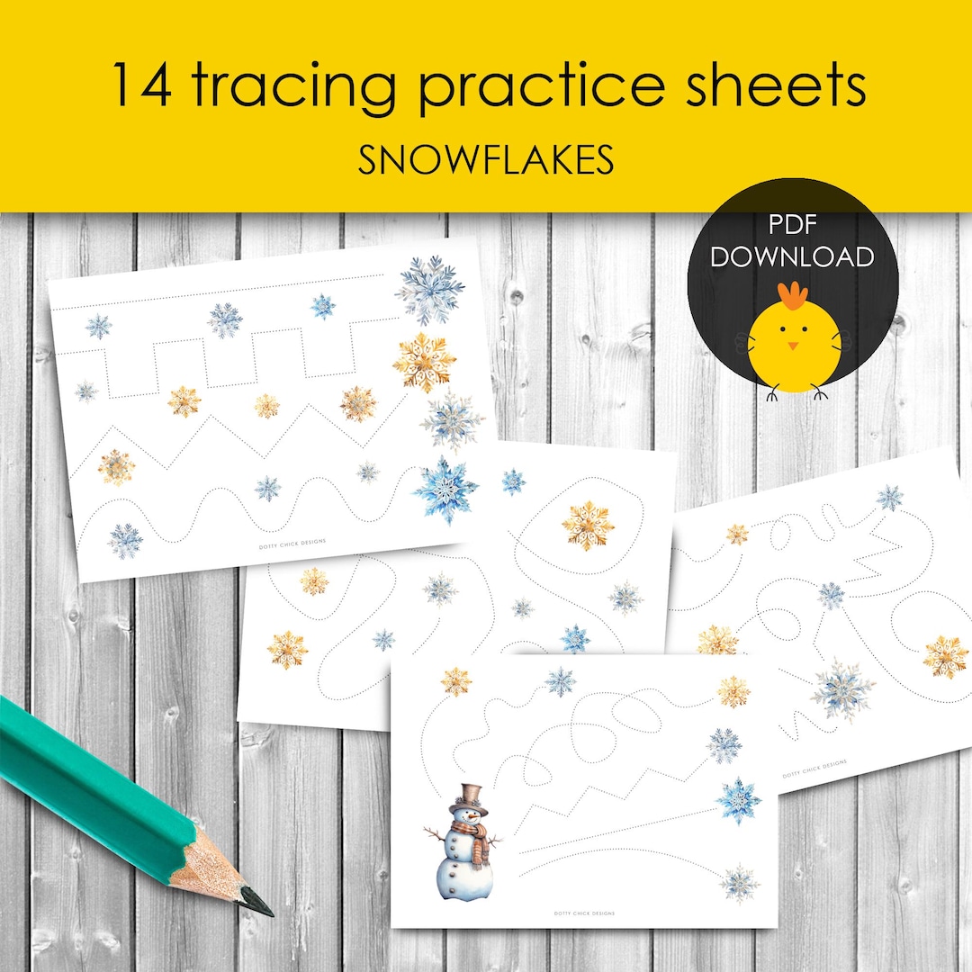 Winter Snowflake Line Tracing Worksheets, Learn to Write, Nature ...