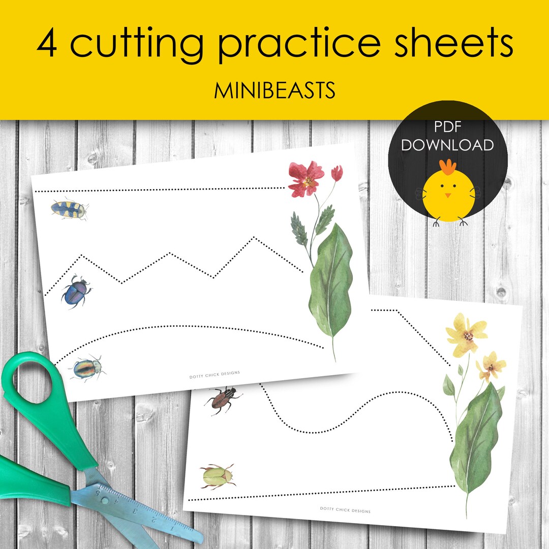 Minibeast Cutting Practice Worksheets Scissor Practice Nature Activity ...