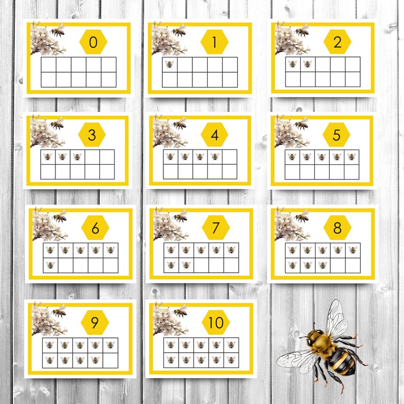 Bee Tens Frame Number Counting Activity for Preschool Maths and ...