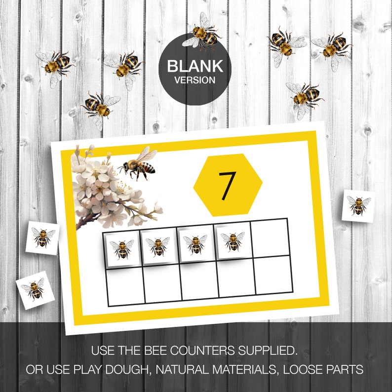 Bee Tens Frame Number Counting Activity for Preschool Maths and ...