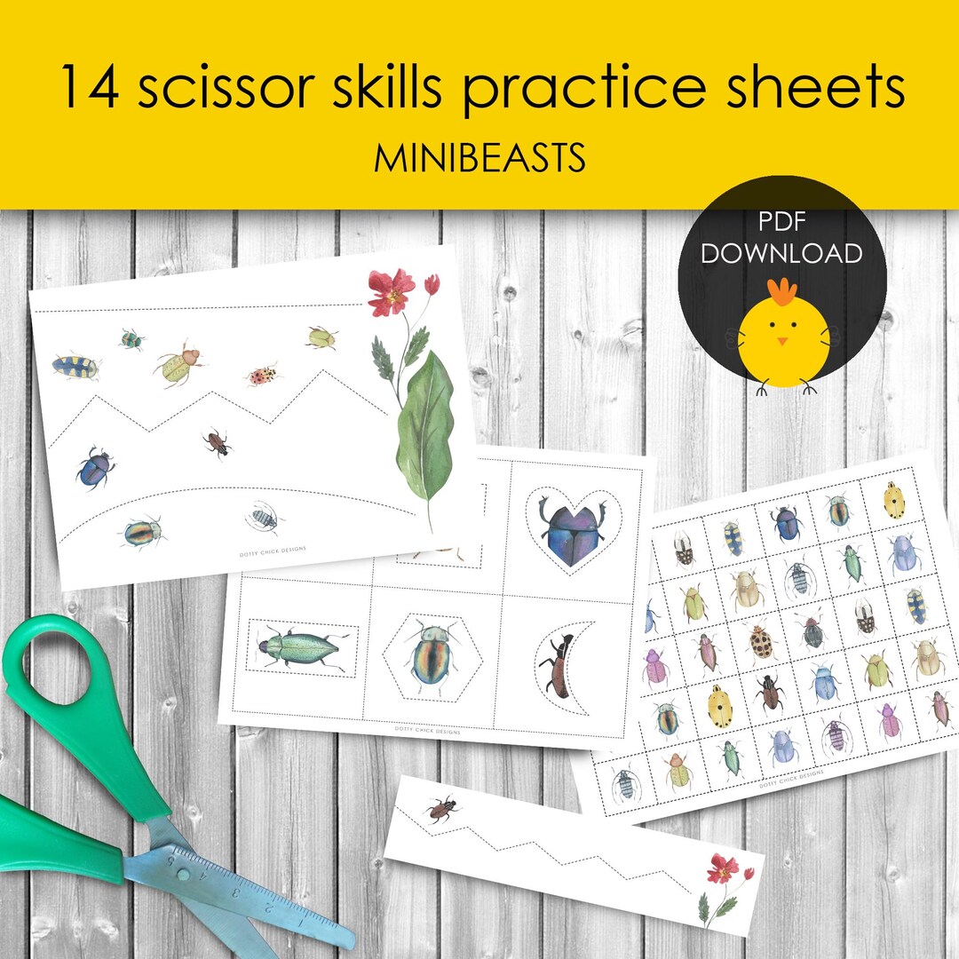Minibeast Scissor Skills Cutting Practice Worksheets for Fine Motor - Etsy