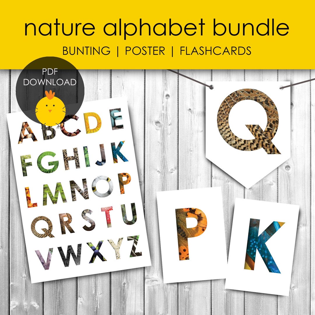 Nature Alphabet Flashcards Bundle EYFS Literacy Alphabet Flash Cards ...