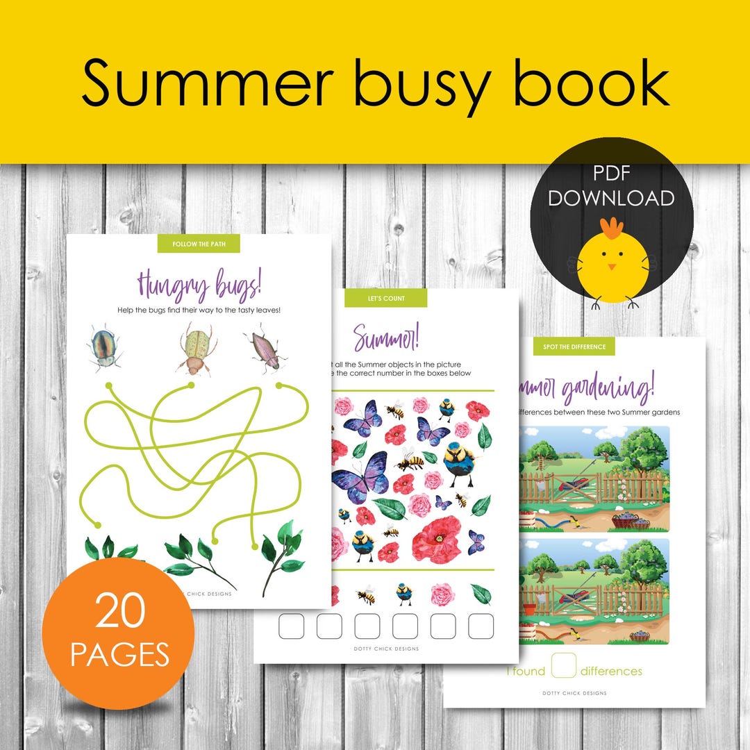 Summer Busy Book Activities and Crafts for Kids - Etsy