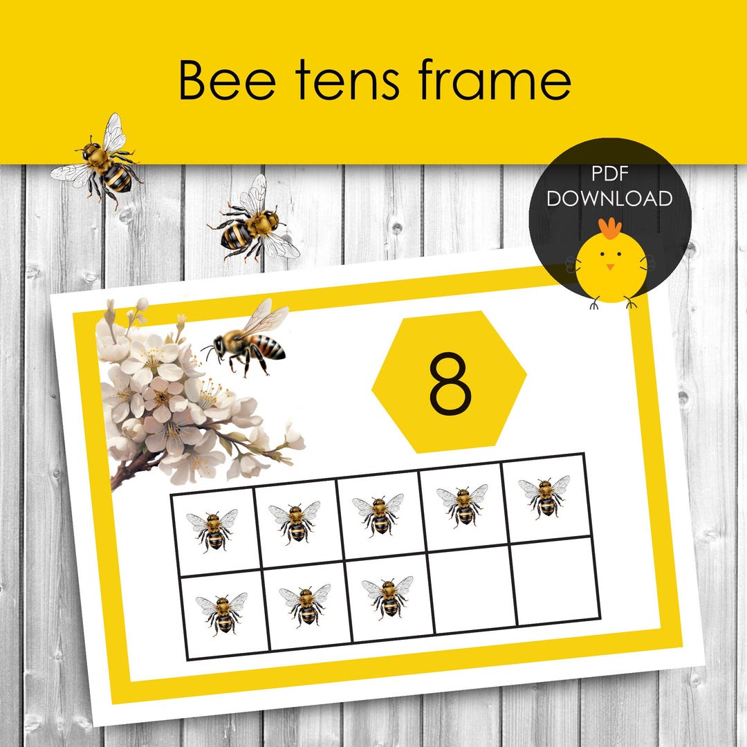 Bee Tens Frame Number Counting Activity for Preschool Maths and ...