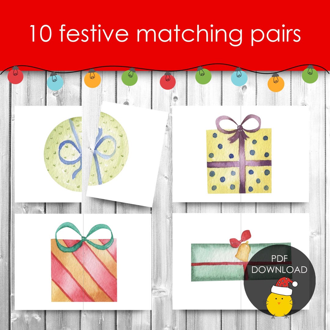 Christmas Present Symmetry Matching Game | Montessori Matching Puzzle ...