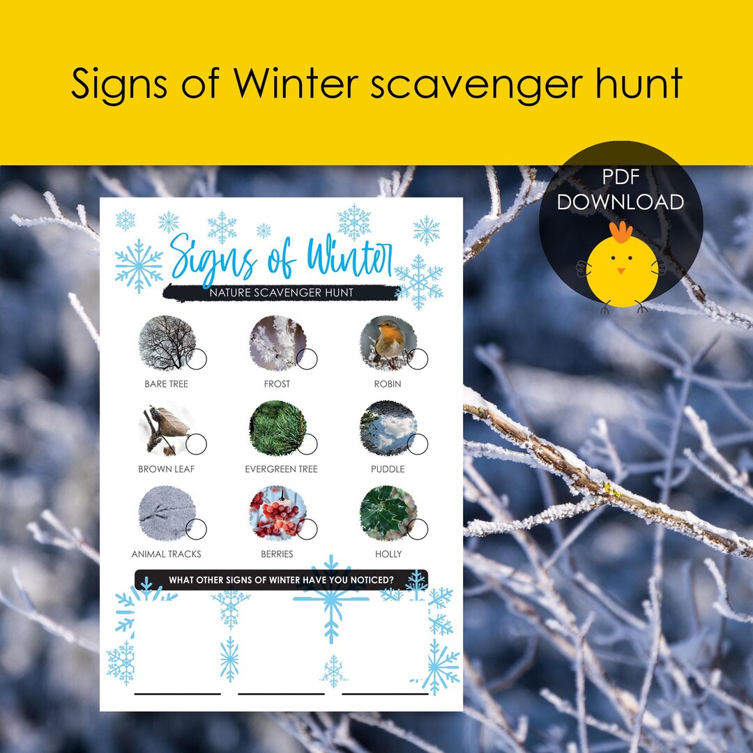 Signs of Winter Scavenger Hunt Outdoor Nature Activity for Kids - Etsy