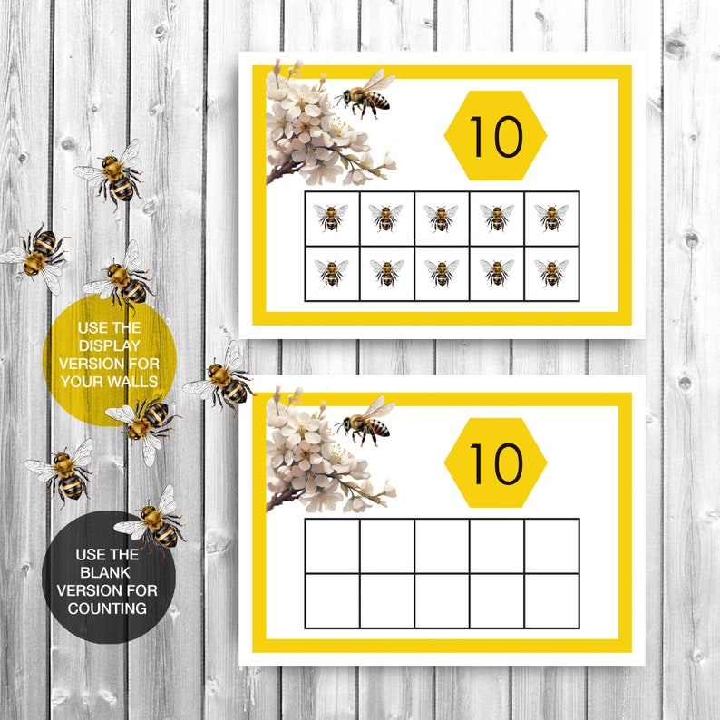 Bee Tens Frame Number Counting Activity for Preschool Maths and ...