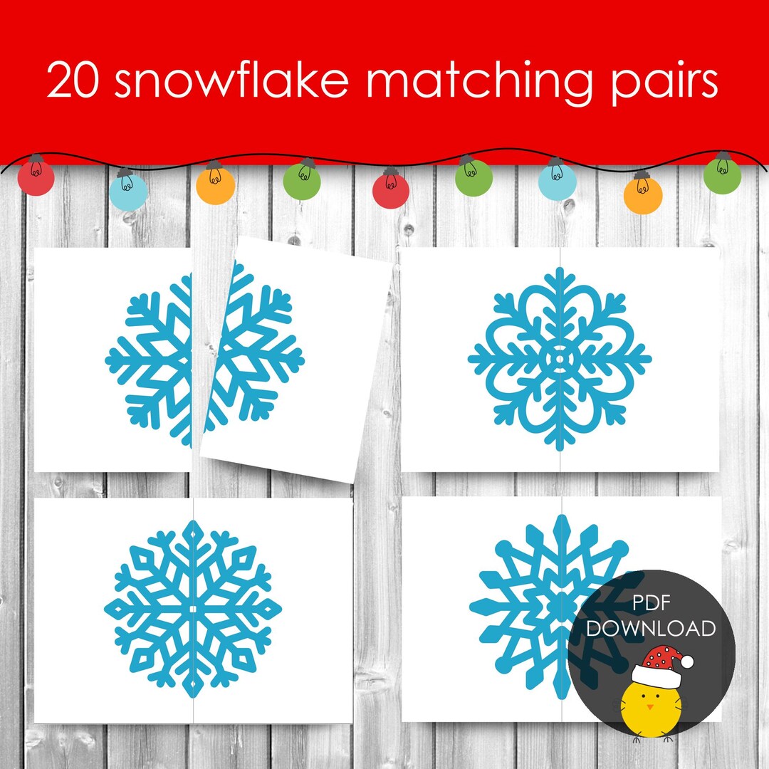 Snowflake Festive Matching Game Montessori Matching Puzzle Early Years ...