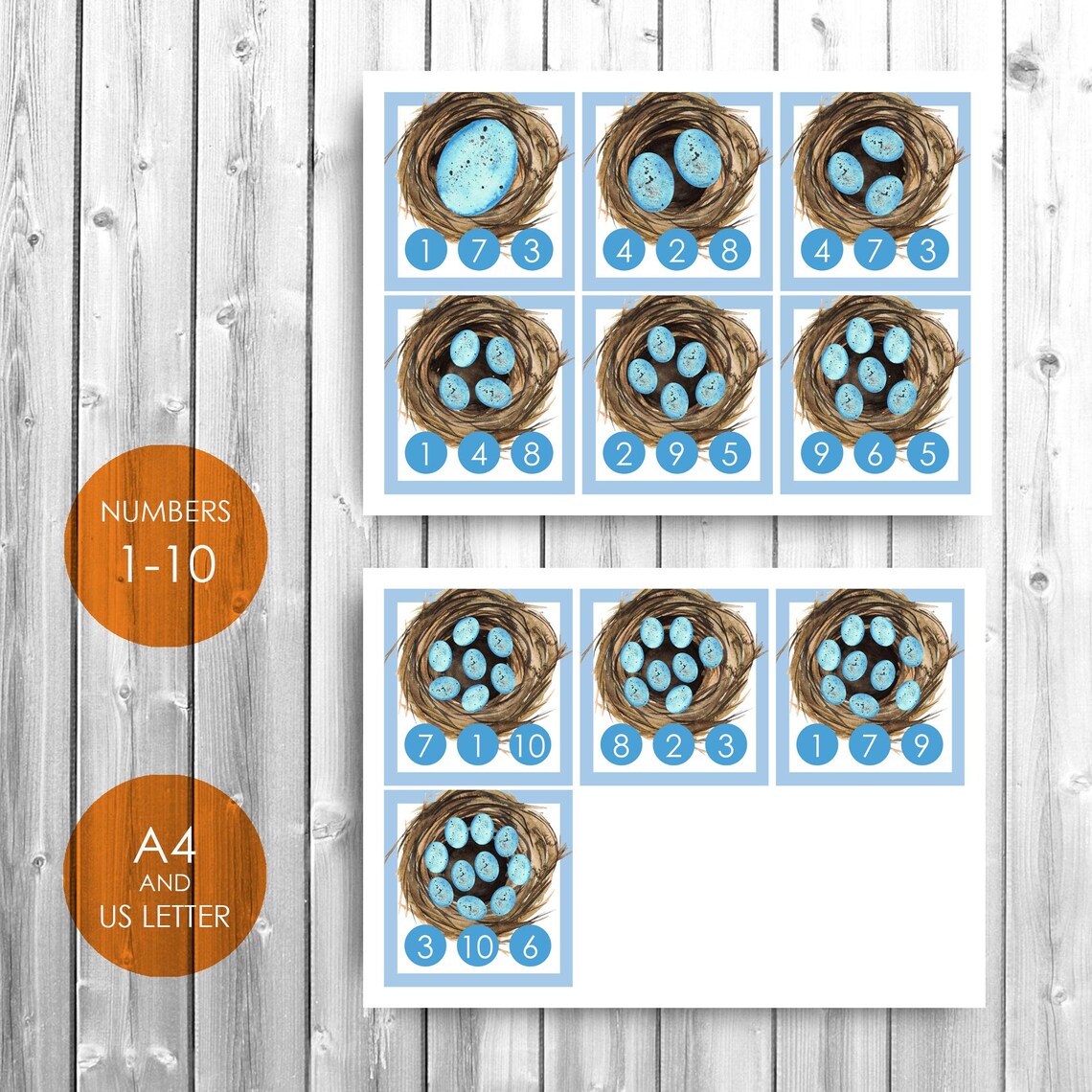 Bird Nests Count and Clip Number Flash Cards for Subitising and Fine ...