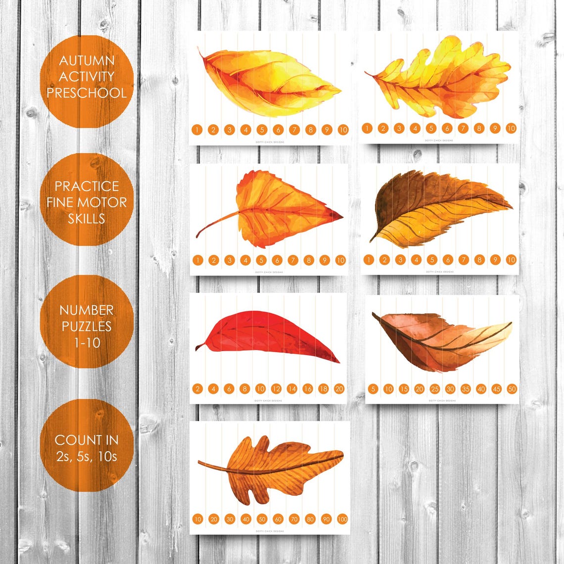 Autumn Leaves Number Sequence Counting Puzzle for Preschool Math - Etsy