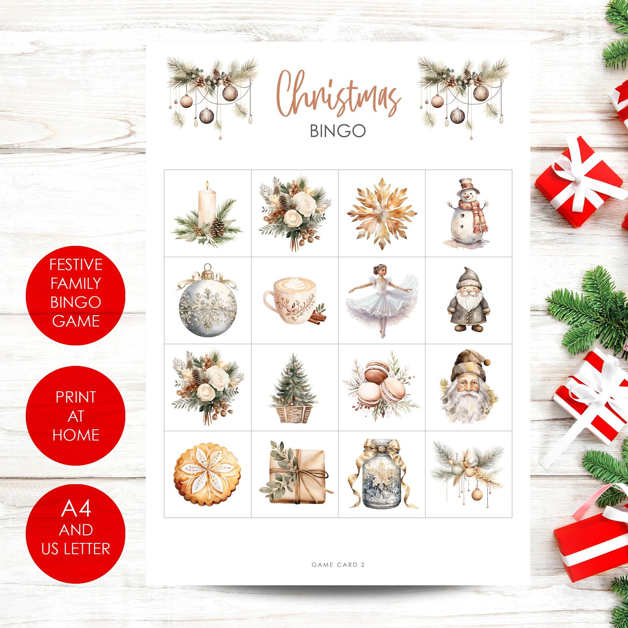 Christmas Bingo Game Cards Activity for Kids - Etsy