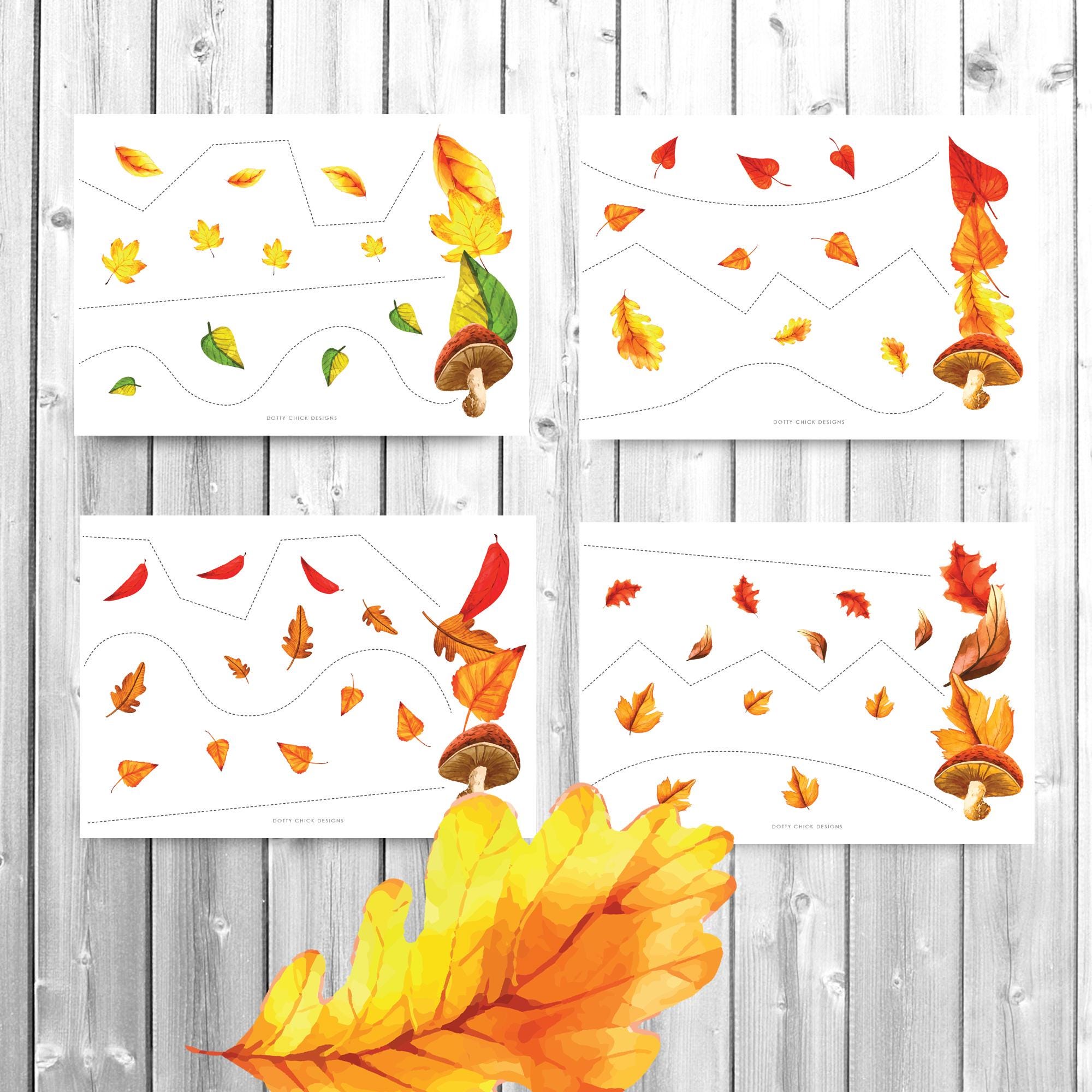 Autumn Leaves Scissor Skills Cutting Practice Worksheets for Preschool ...