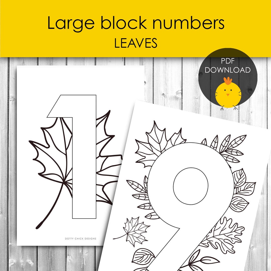 Leaves Large Block Numbers Colouring Craft for Preschool Math - Etsy