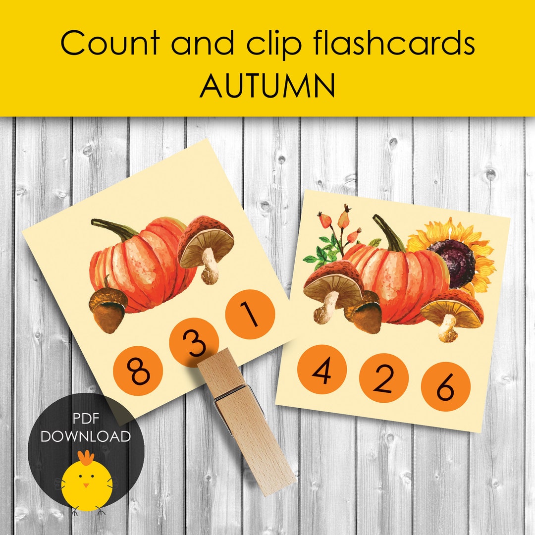 Autumn Count and Clip Flash Cards | Number Flash Cards | Counting Flash ...