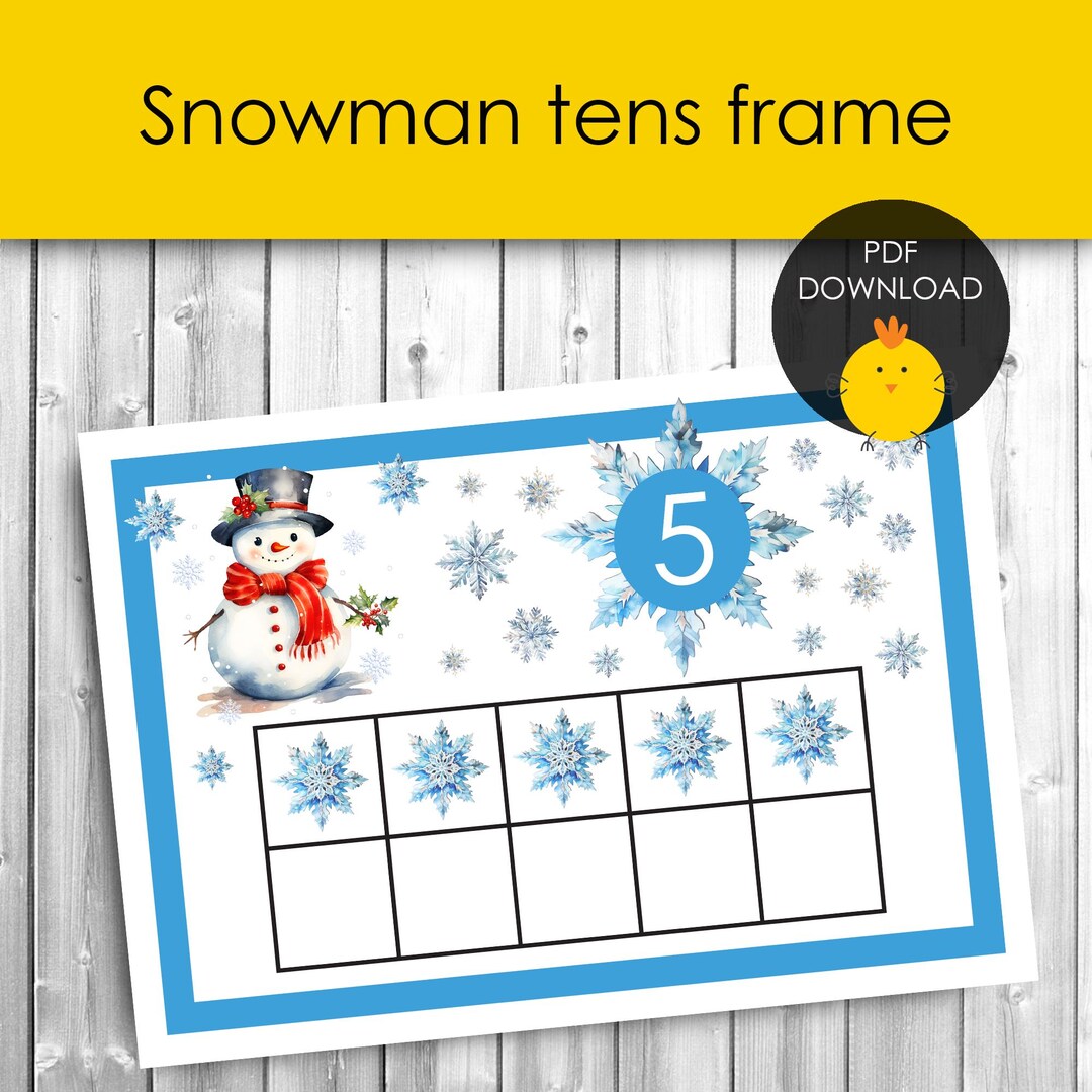 Winter Snowman Tens Frame Numbers for Early Years Maths and Classroom ...