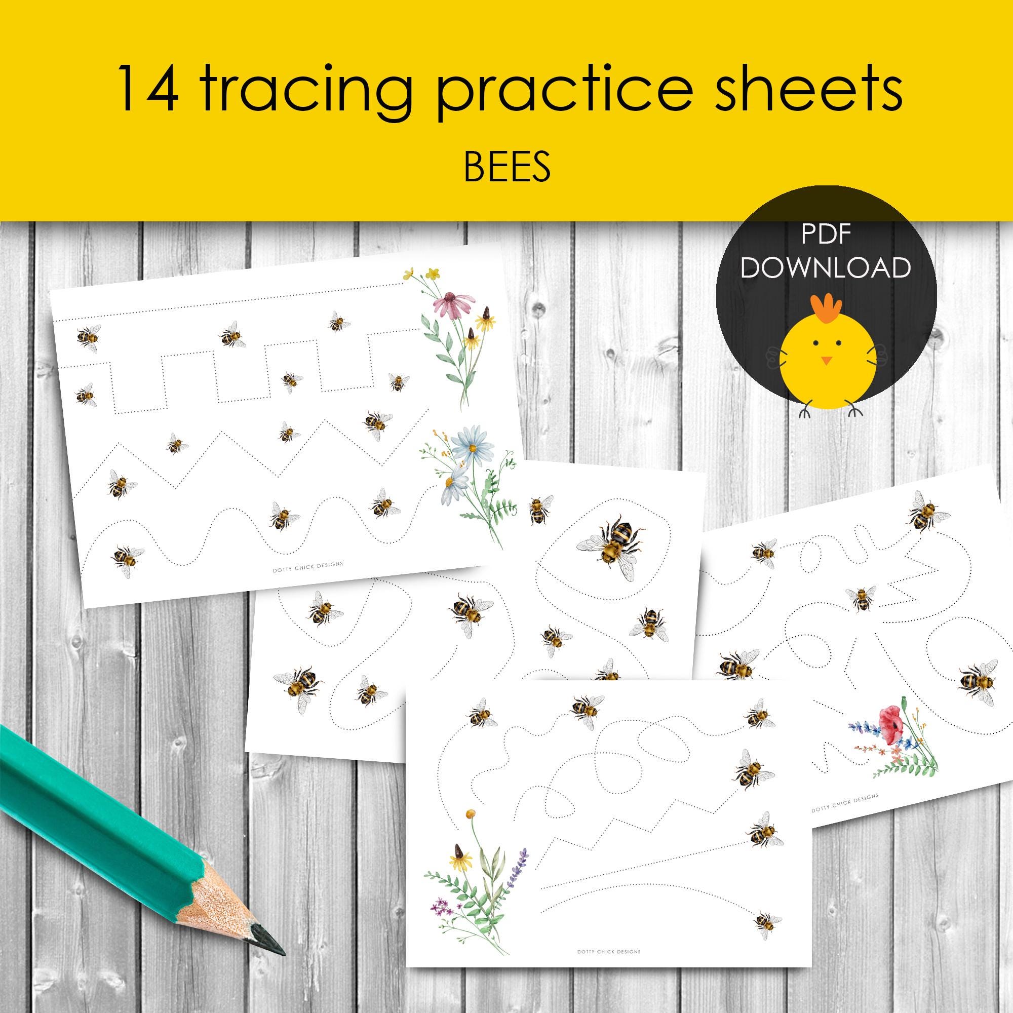 Bee Line Tracing Worksheets for Practicing Fine Motor Skills - Etsy